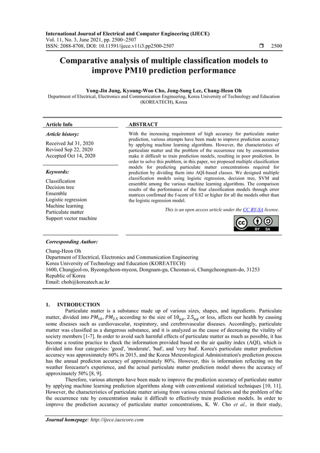 Comparative analysis of multiple classification models to improve PM10 ...