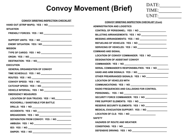 CONVOY EVALUATION OTHER THAN IED | PPT
