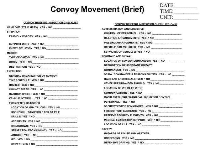 CONVOY EVALUATION OTHER THAN IED