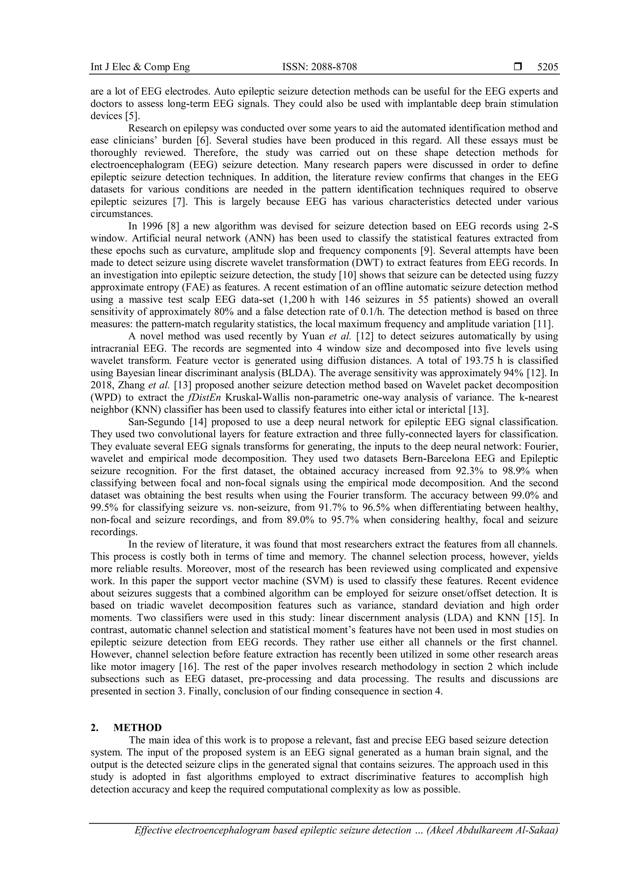 Effective Electroencephalogram Based Epileptic Seizure Detection Using