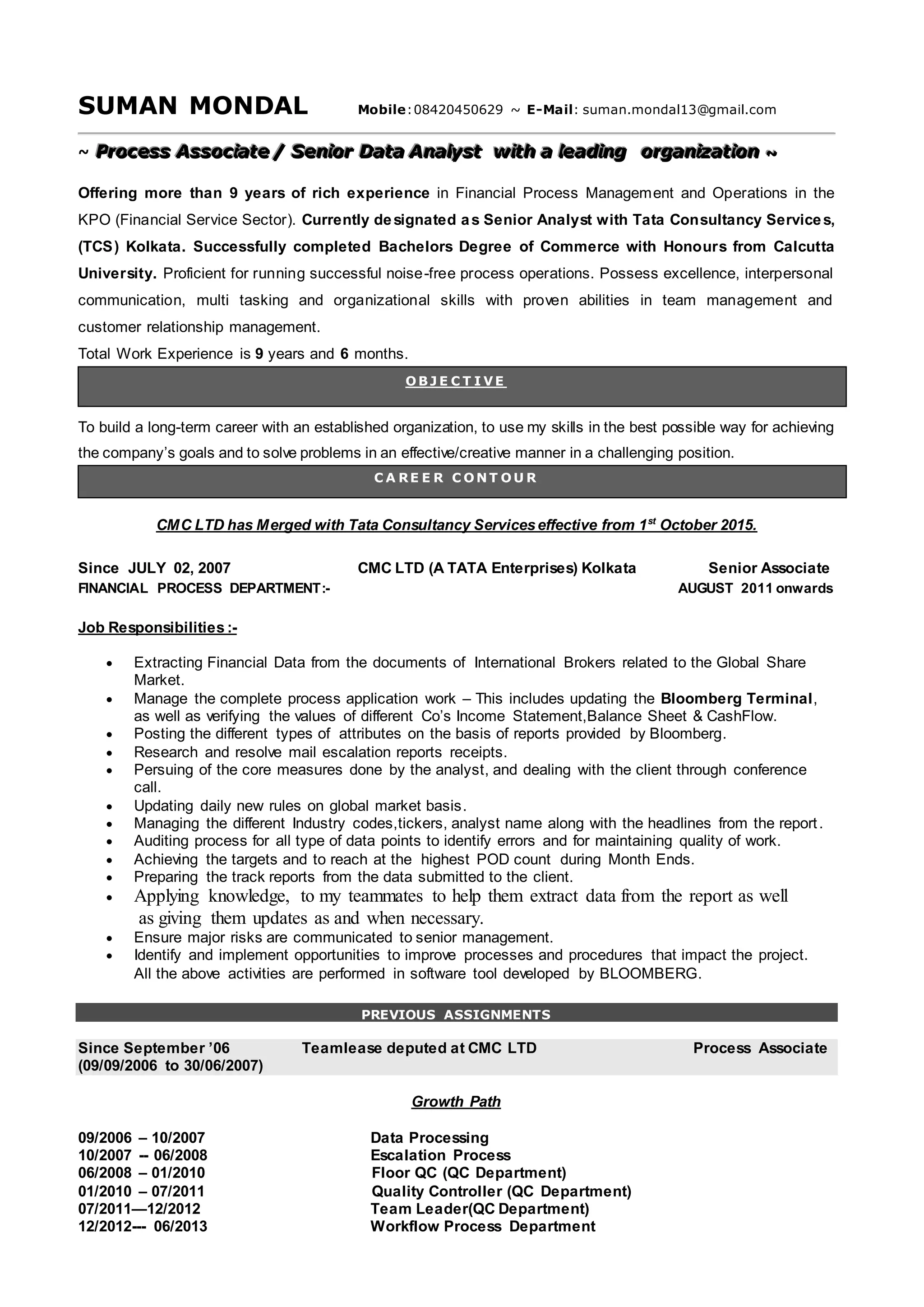 Resume (Suman Mondal) | DOCX