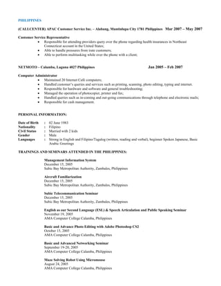 Juneanthony Quintos Duque CV 07-February-2016 | PDF