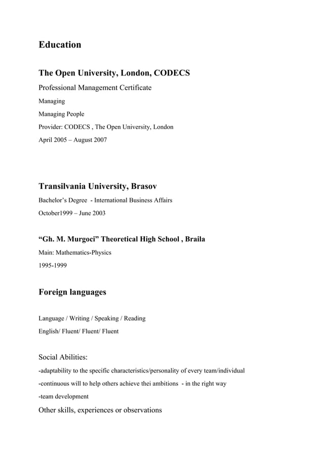 CV Alin Crisbasanu | PDF