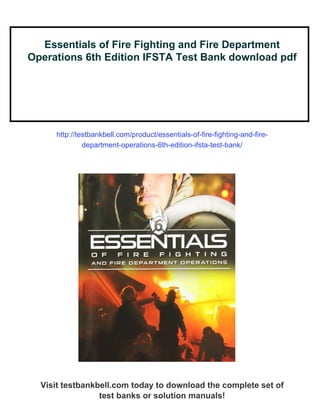 Essentials of Fire Fighting and Fire Department Operations 6th Edition ...