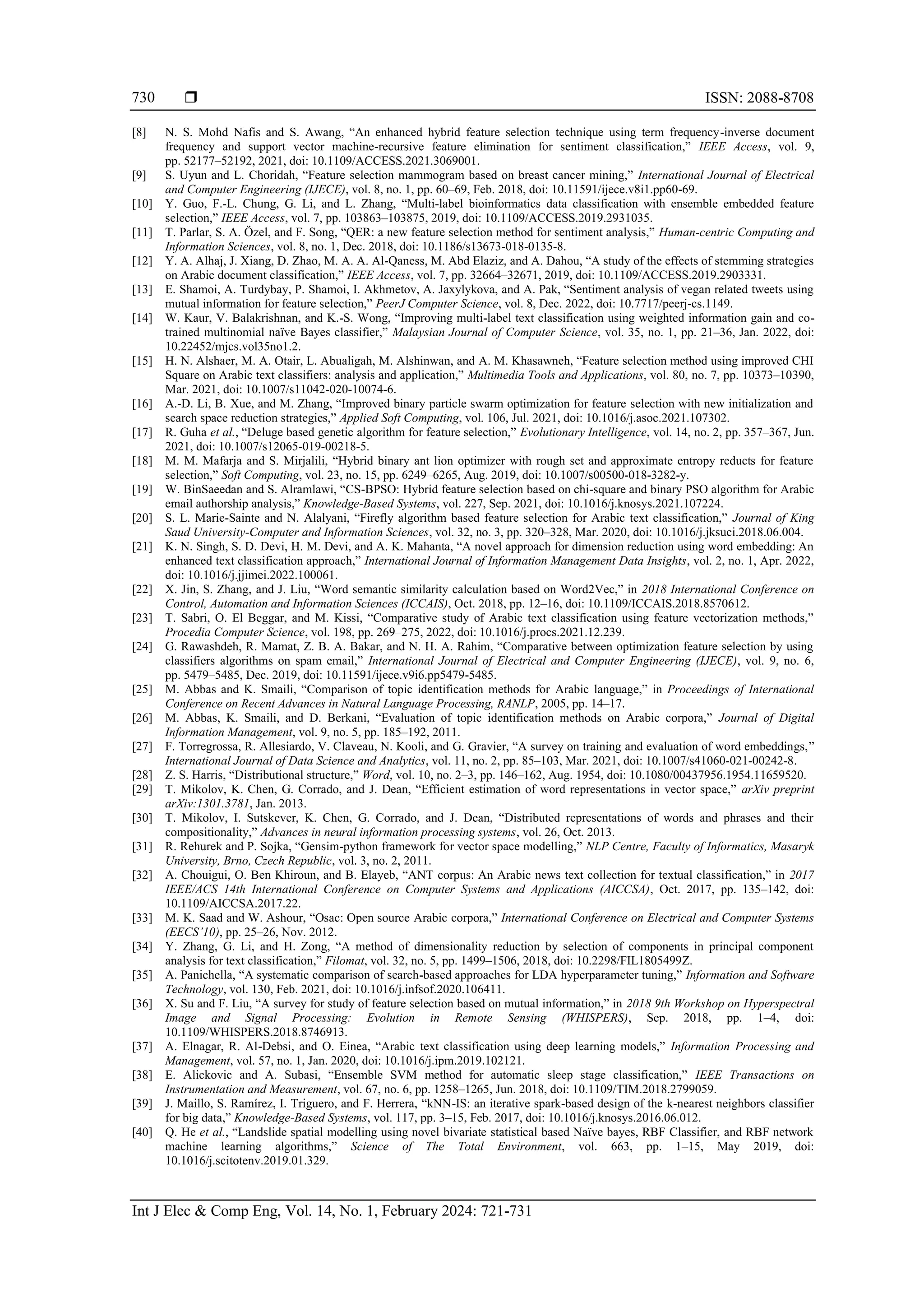 An Improved Arabic Text Classification Method Using Word Embedding Pdf