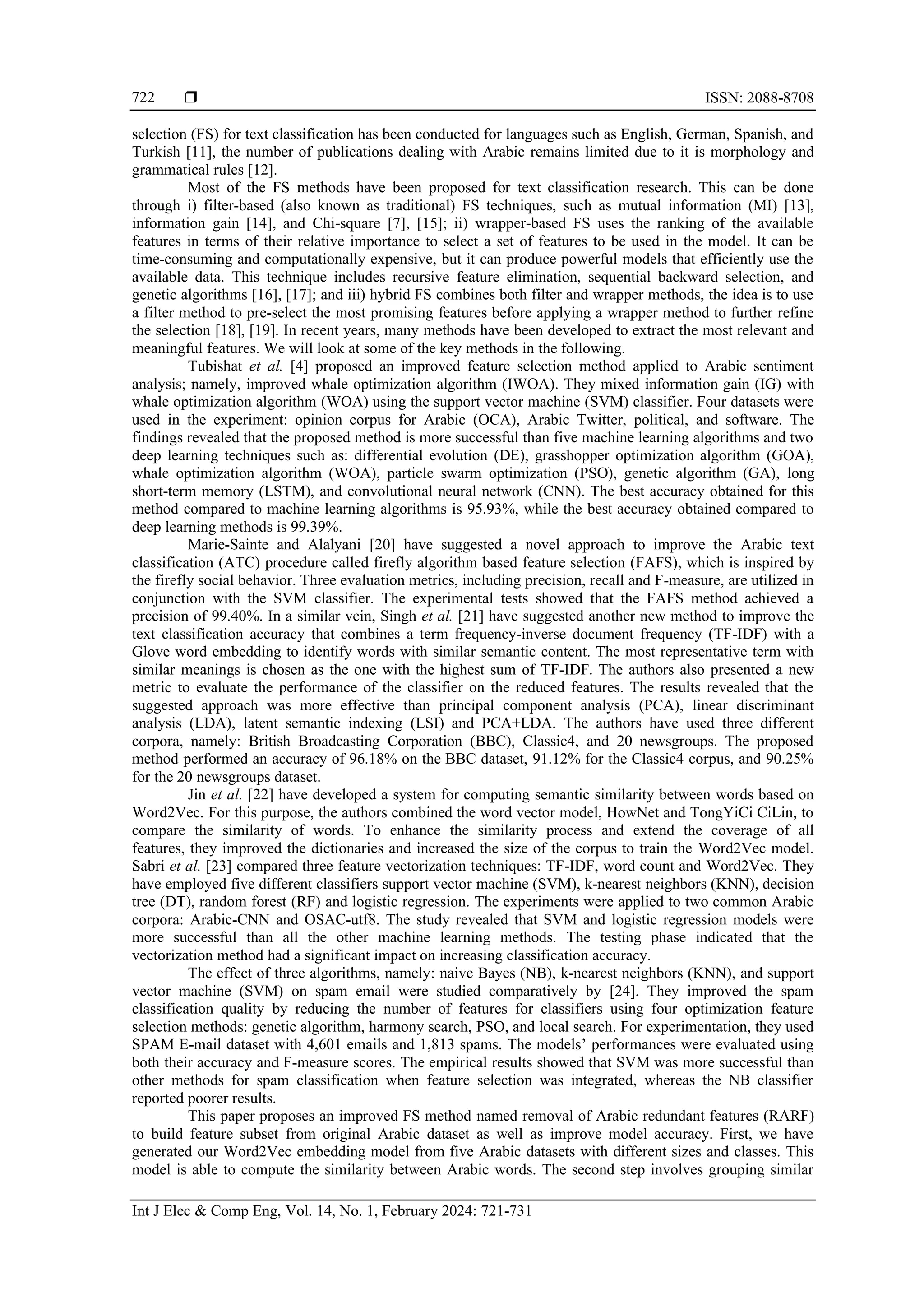 An Improved Arabic Text Classification Method Using Word Embedding Pdf