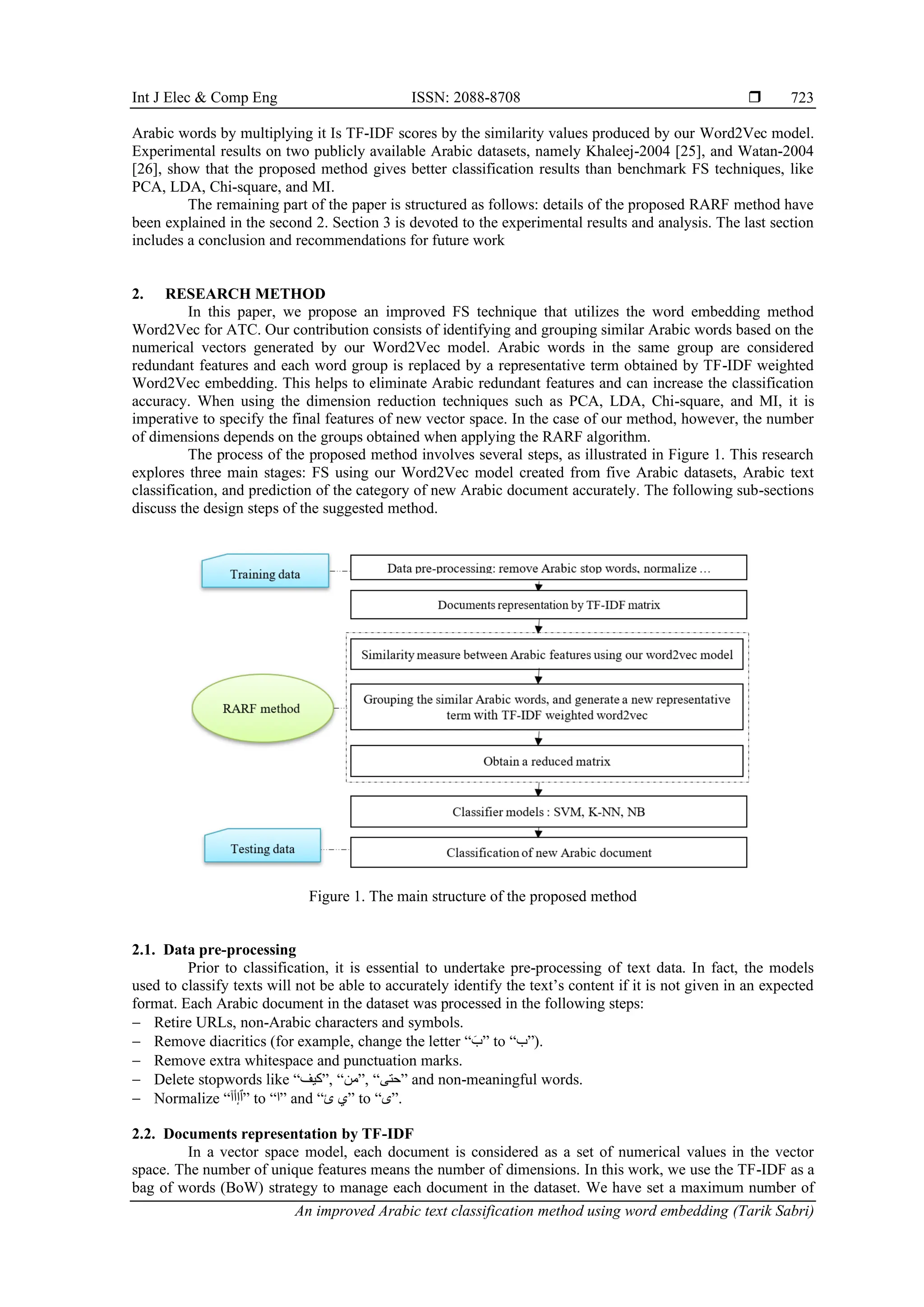 An Improved Arabic Text Classification Method Using Word Embedding Pdf