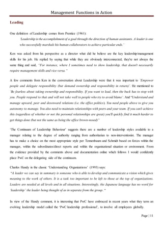 Management Report on PwC - Final | DOCX | Business Administration ...