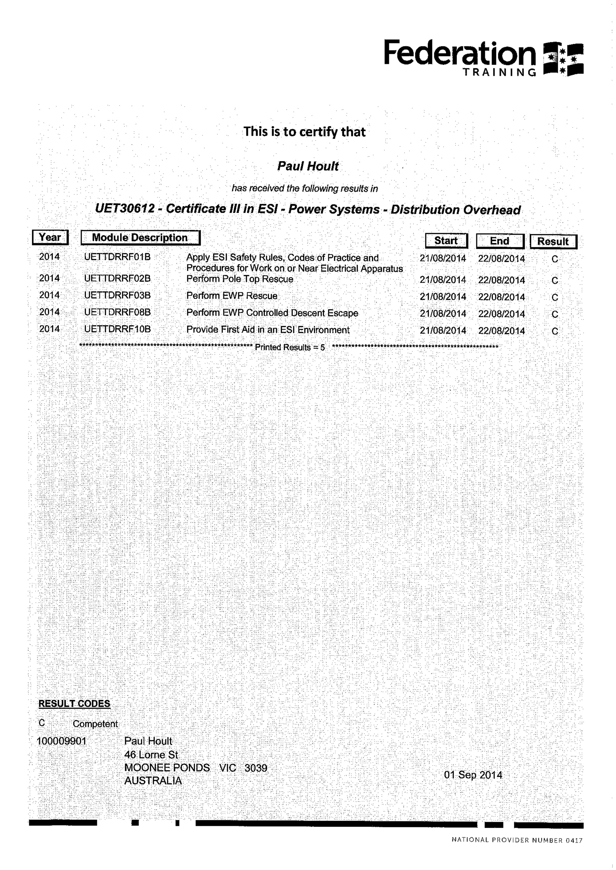 Cert III in ESI Power Systems Overhead | PDF