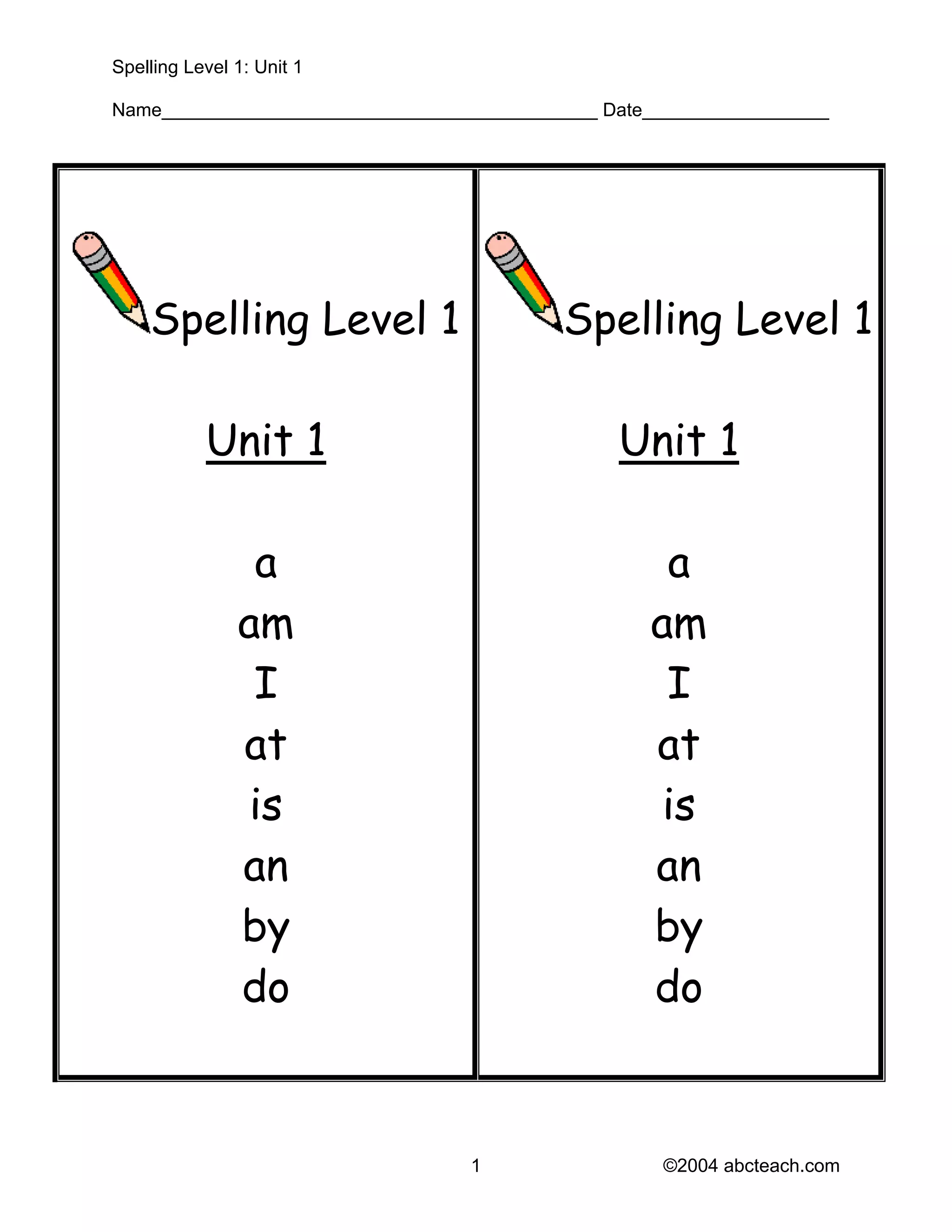 70404047 spelling-level1-unit01 | PDF