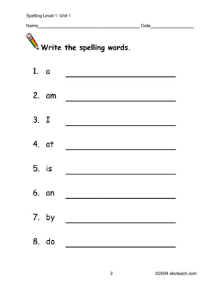 70404047 spelling-level1-unit01 | PDF