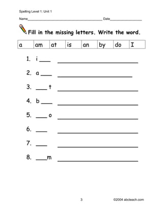 70404047 spelling-level1-unit01 | PDF