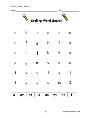 70404047 spelling-level1-unit01 | PDF