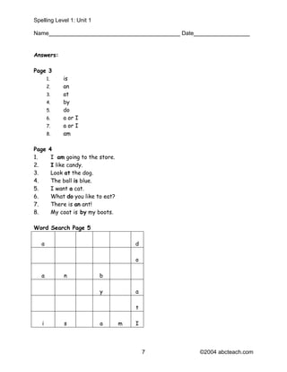 70404047 spelling-level1-unit01 | PDF