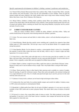 Specific requirement for development in children’s clothing: customer’s ...