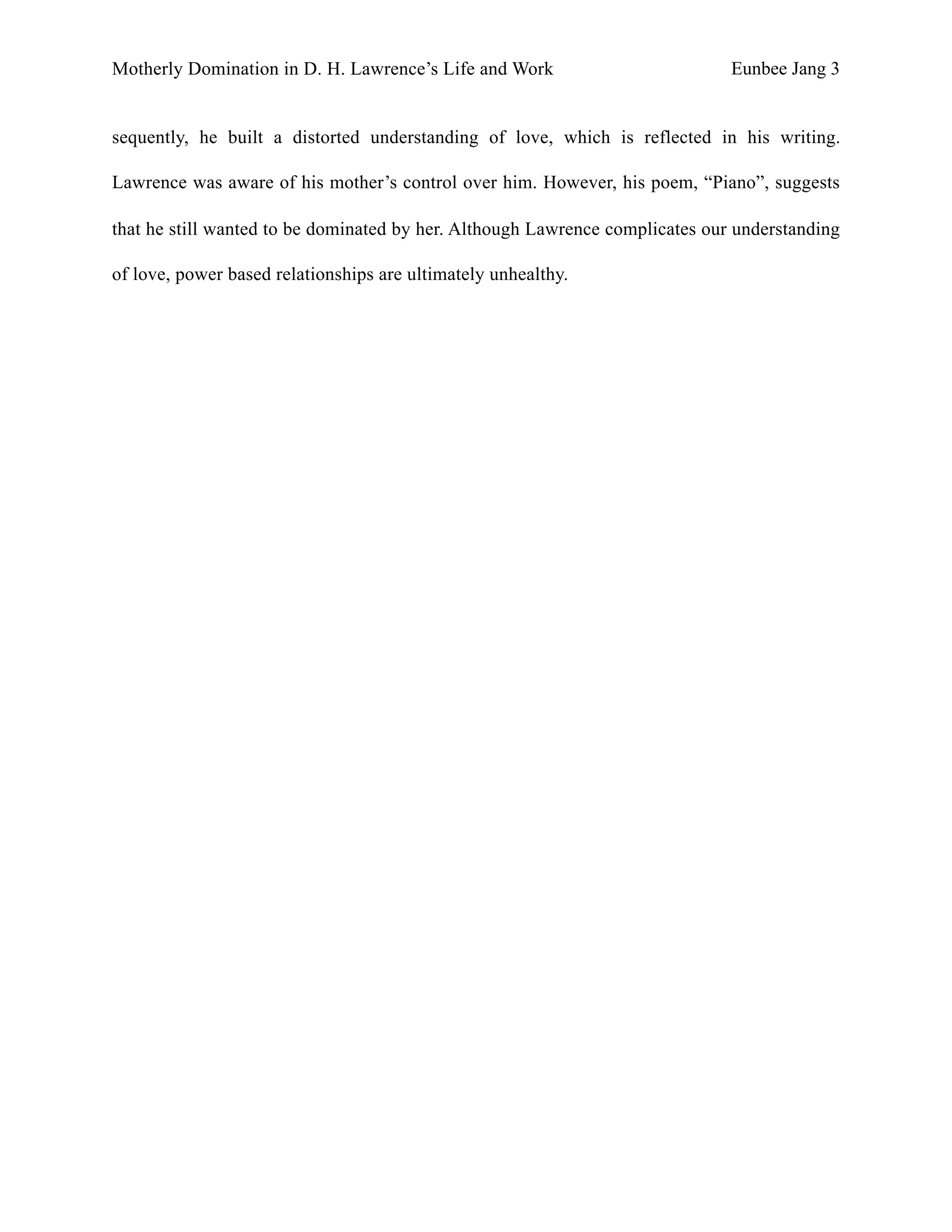 Motherly Domination in D. H. Lawrences Life and Work | PDF