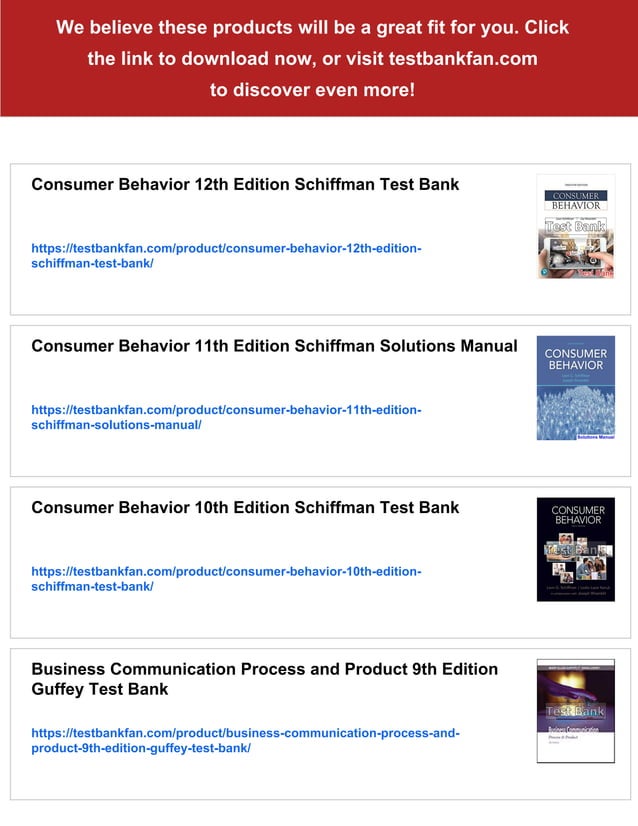 Consumer Behavior 12th Edition Schiffman Solutions Manual | PDF
