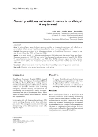 General practitioner and obstetric service in rural Nepal A way forward ...