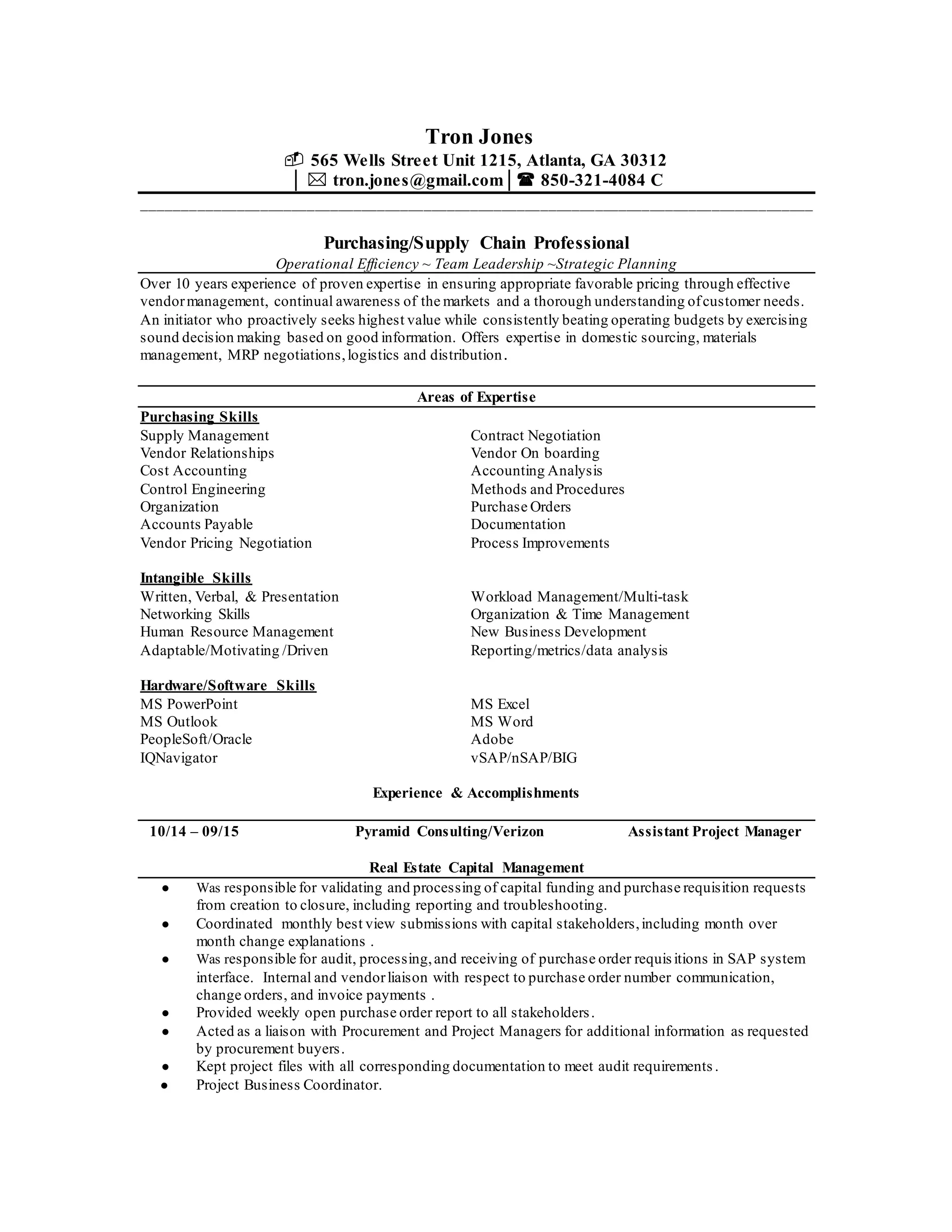 Tron Jones Resume | DOCX | Human Resources | Business