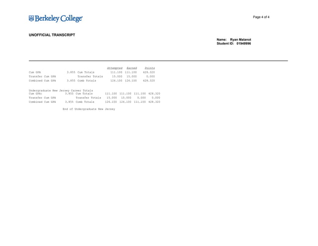 Unofficial Transcripts | PDF | Undergraduate Education | College Education