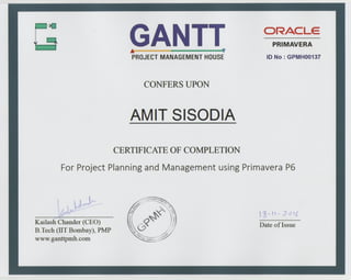 PRIMAVERA P6 CERTIFICATE | PDF