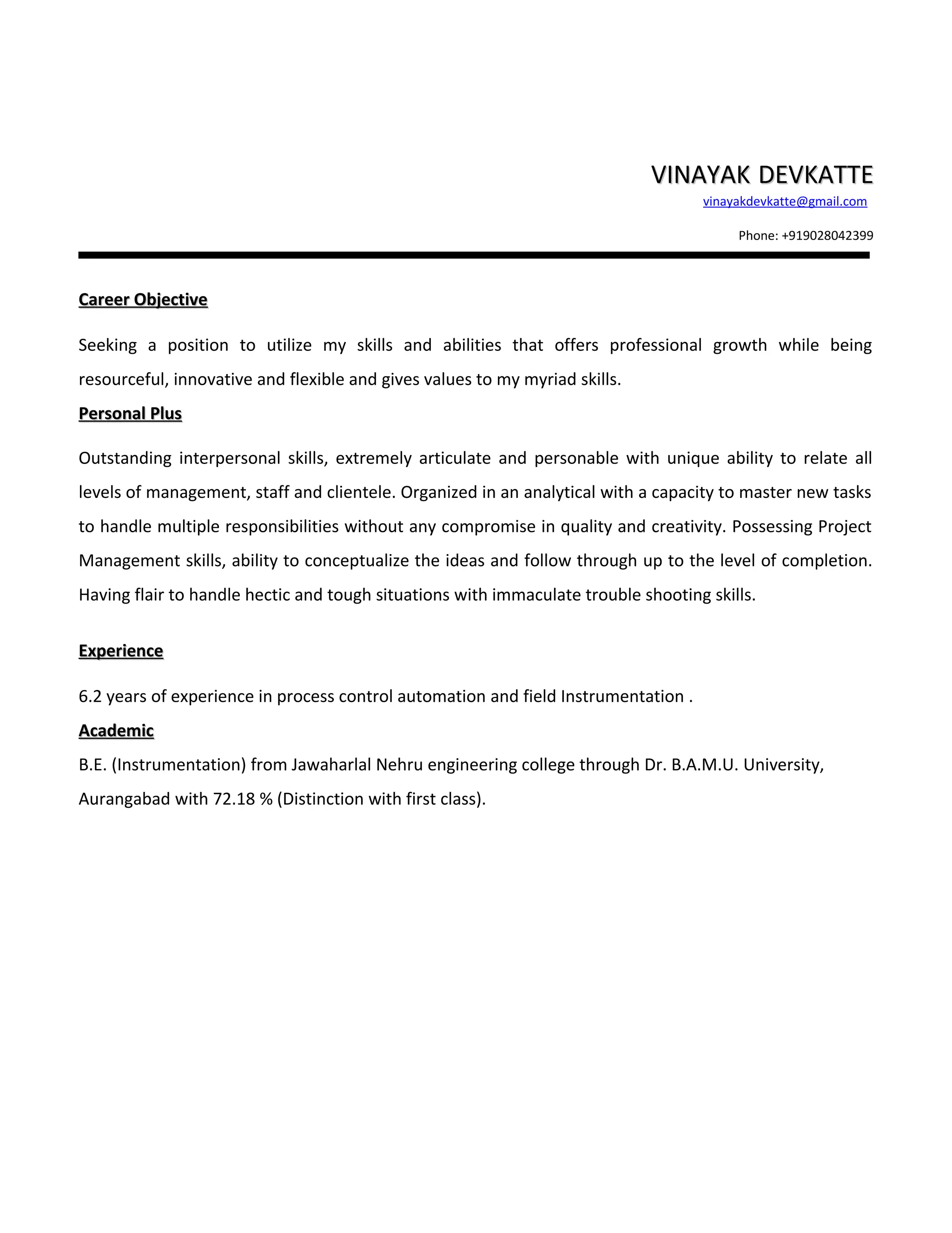 vinayak_Resume_18112014 | PDF