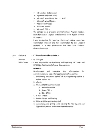 CV Riza new updated | PDF