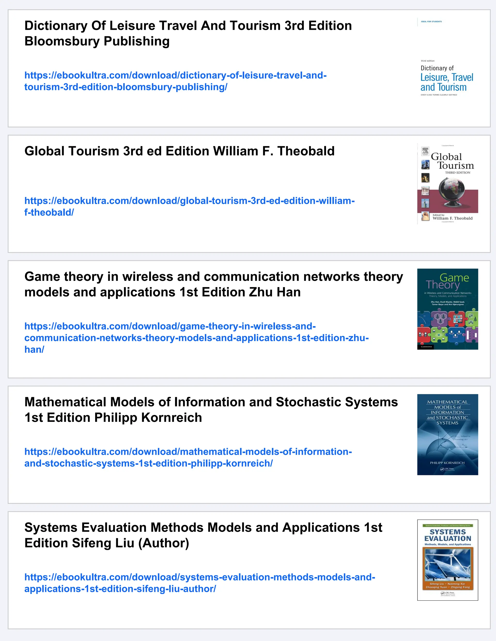 Tourism theory concepts models and systems 3rd Edition Lohmann | PDF