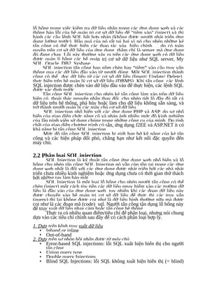 Đồ án thực tập cơ sở các kĩ thuật tấn công SQL injection và cách phòng ...