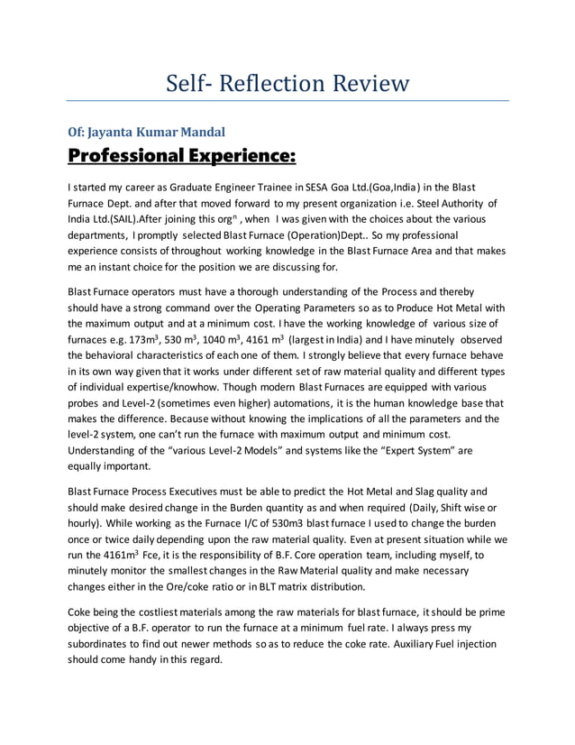 Self Reflection Review | PDF