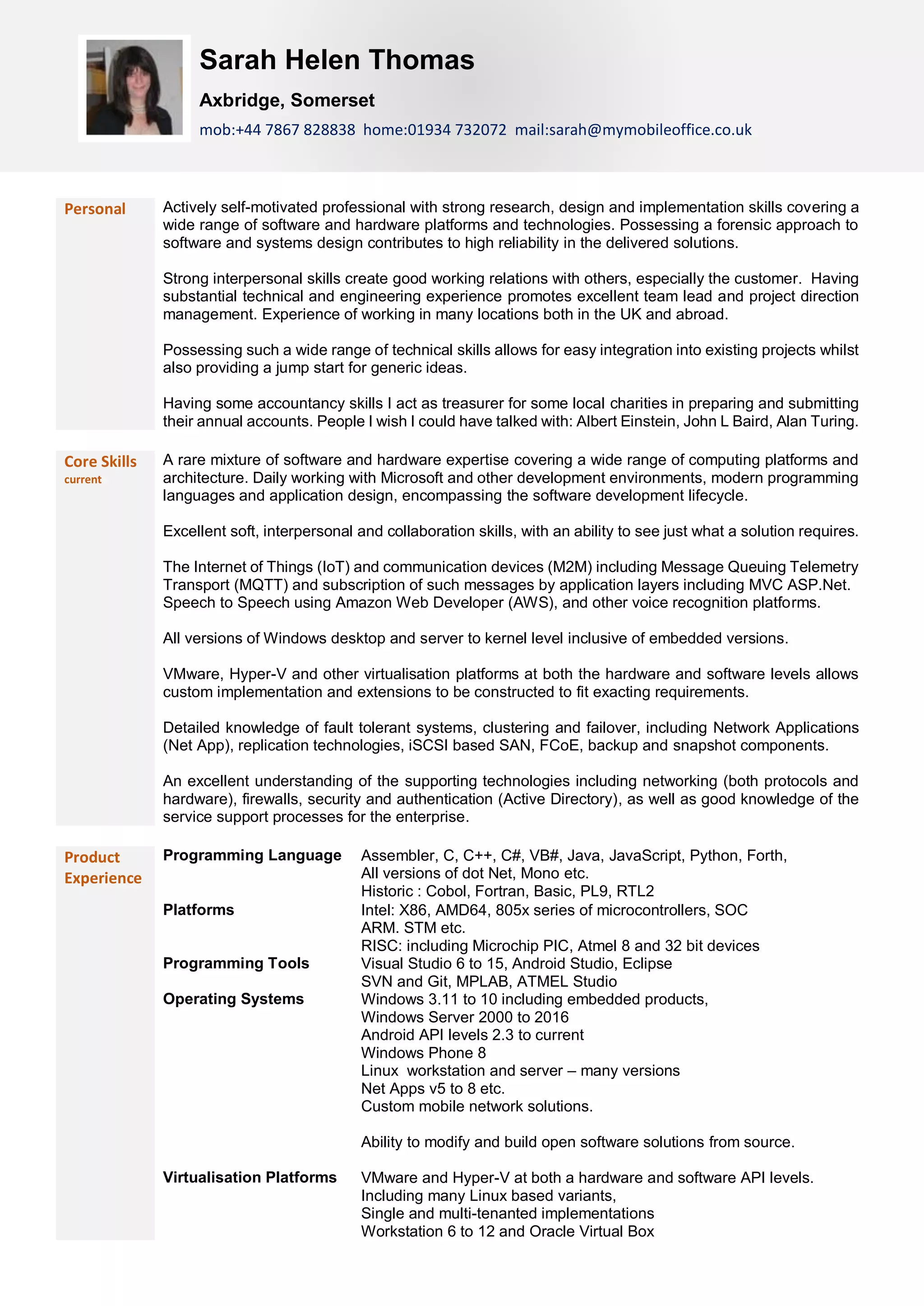 Sarah CV 2016 External | PDF