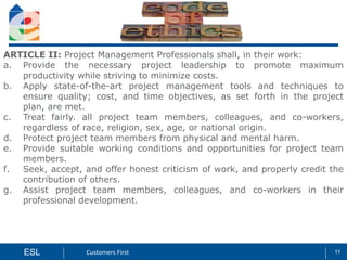 Code of Ethics in Context of Project Management | PPSX