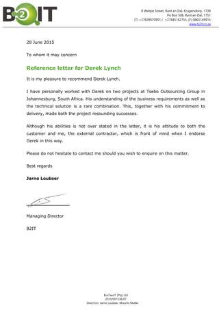 Reference Letter B2IT | PDF