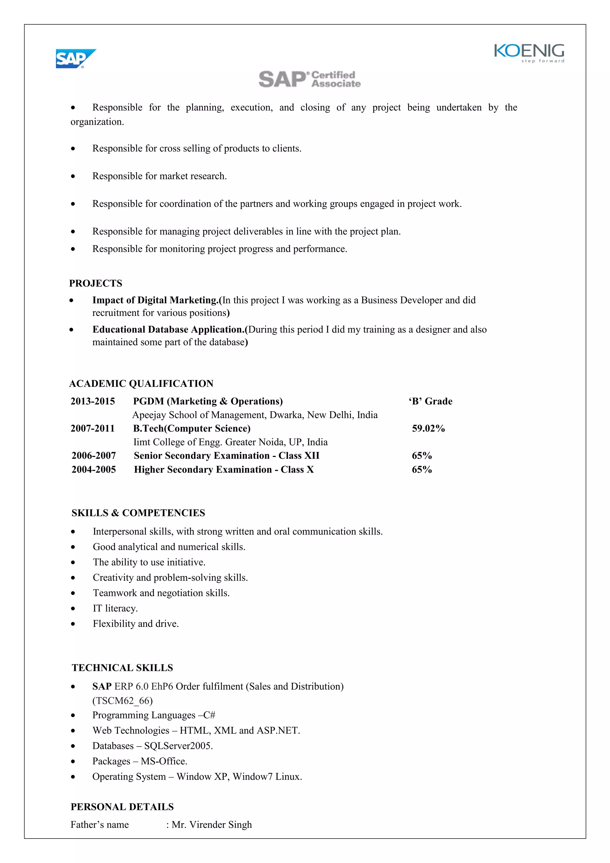 Rohit Malik SAP SD Certified | DOC