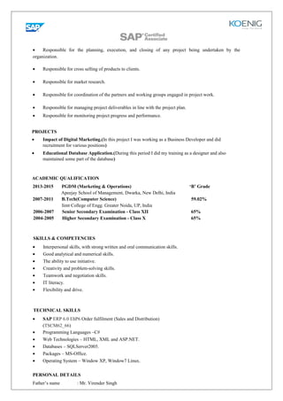 Rohit Malik SAP SD Certified | DOC