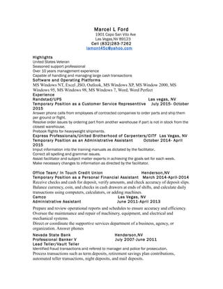 Marcel L Ford Updated Resume | PDF