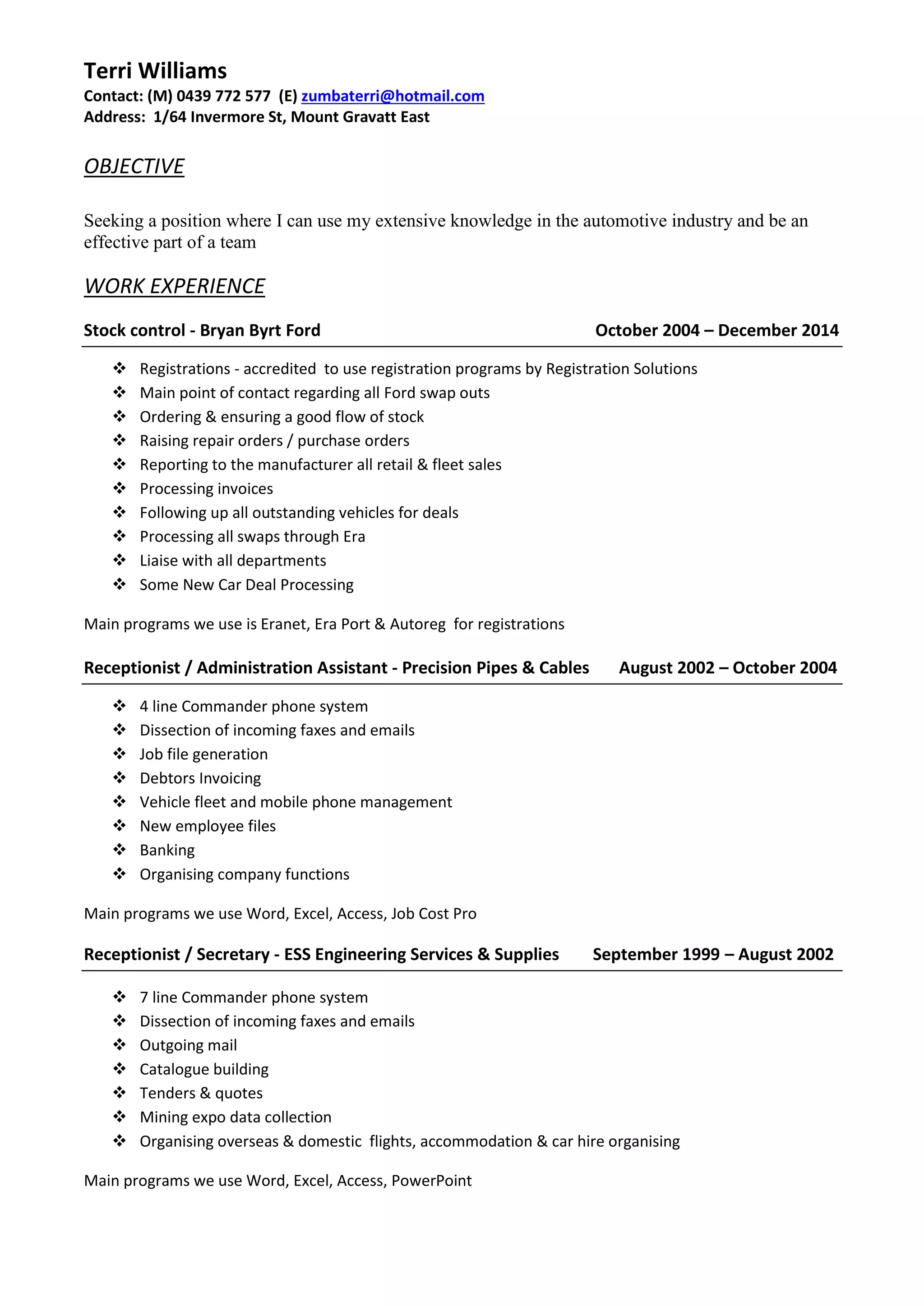 Terri Resume 2014 | PDF