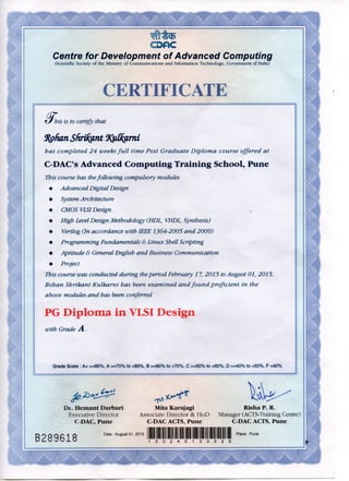 CDAC-Certificate-PG Diploma in VLSI Design | PDF