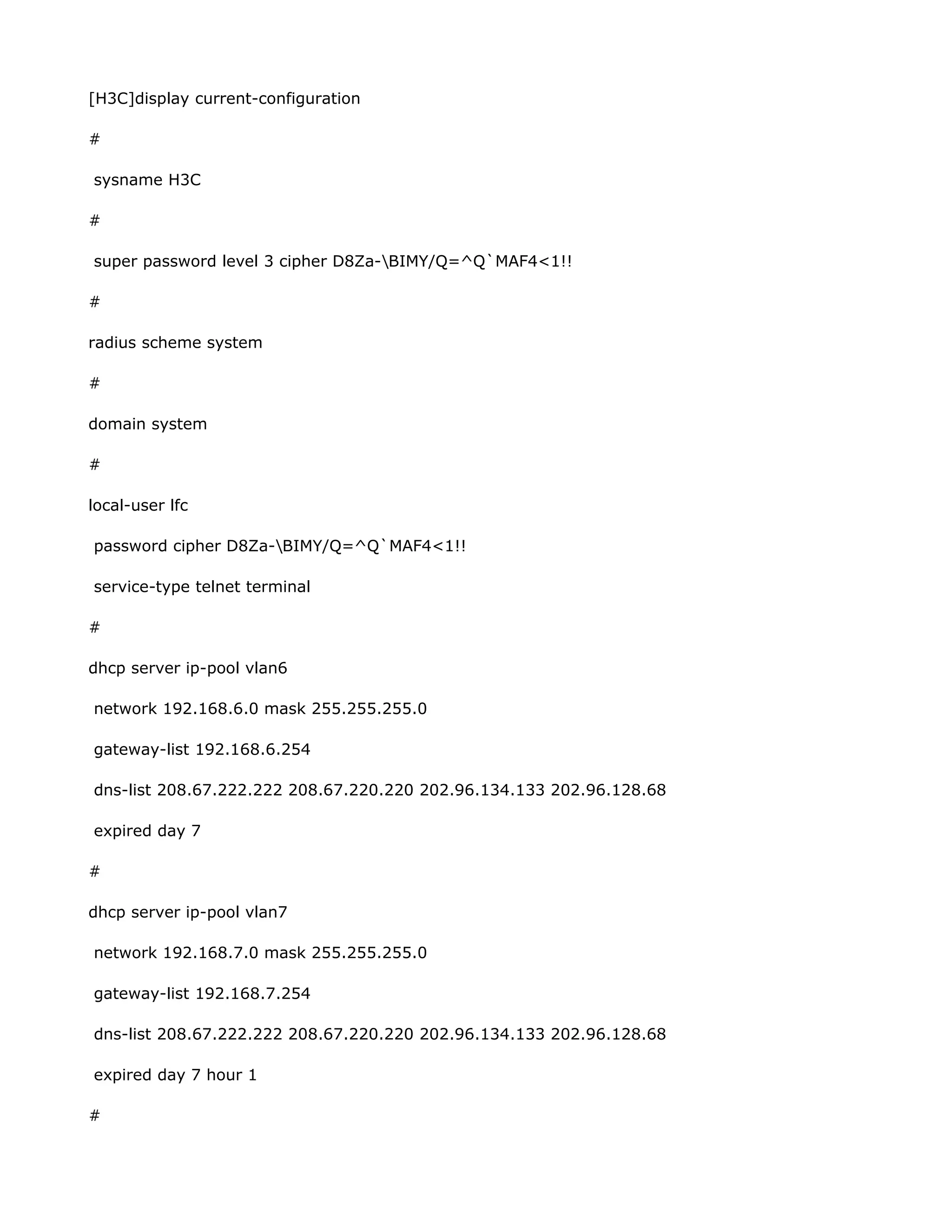 [H3C]display current-configuration | DOC