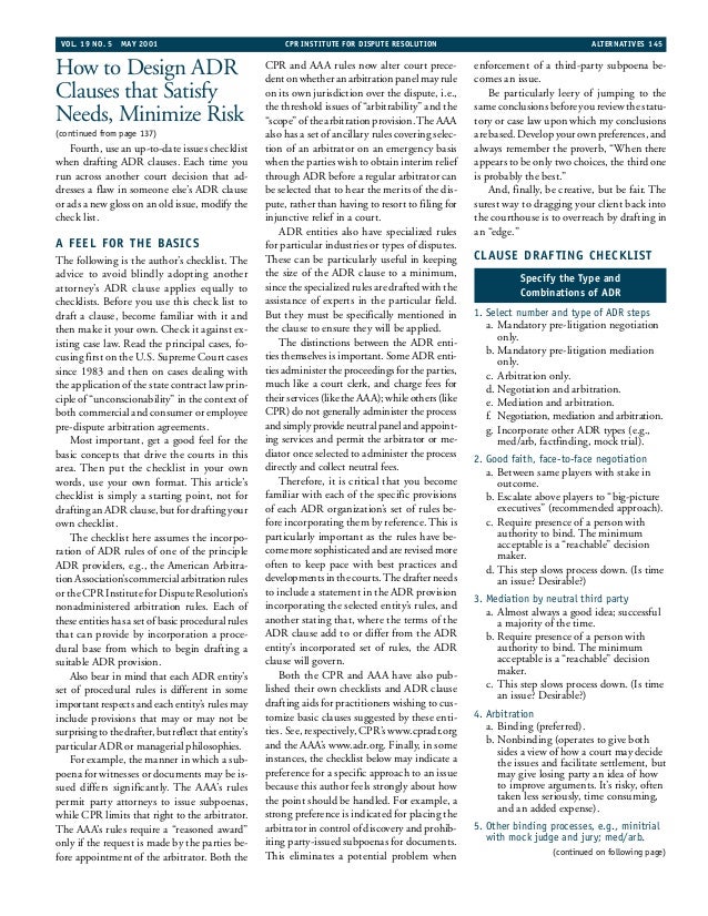 ADR Drafting Check List Article