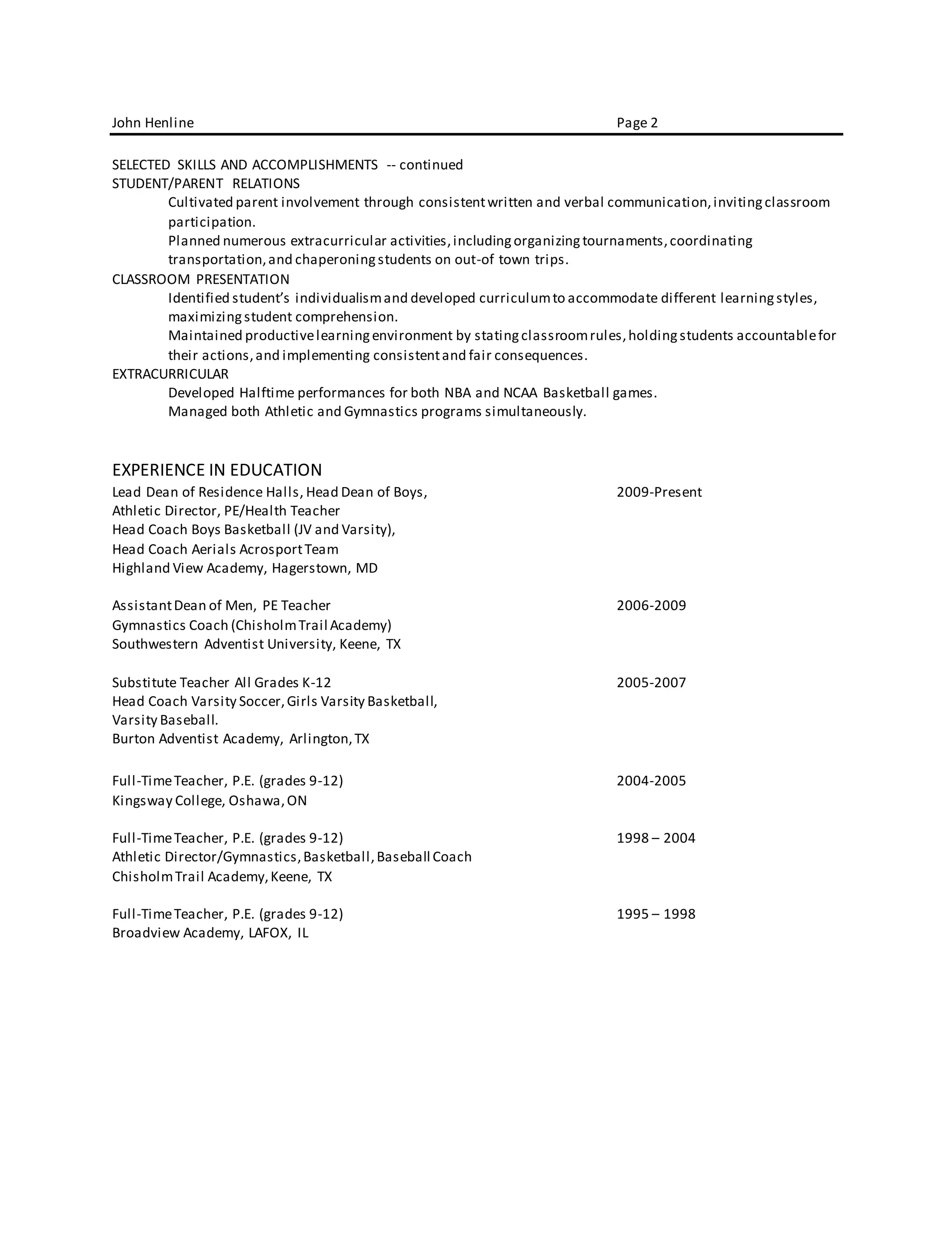 John Henline - Resume | DOCX
