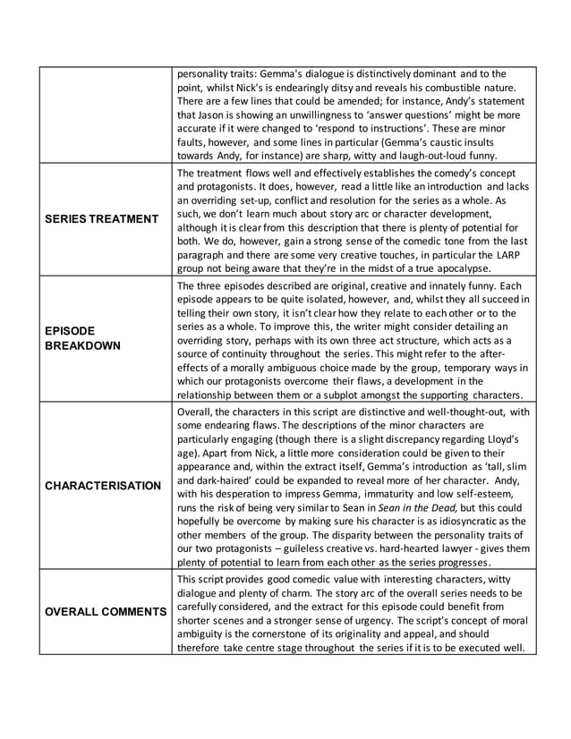 Script Report BAFTA | PDF