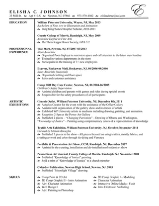 Elisha J_ Resume_No Box | PDF | Design | Fine Art