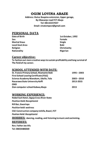 MY CV, Lovina | DOCX