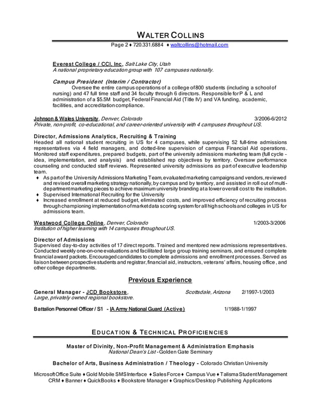 Walter Bret Collins Resume | DOCX
