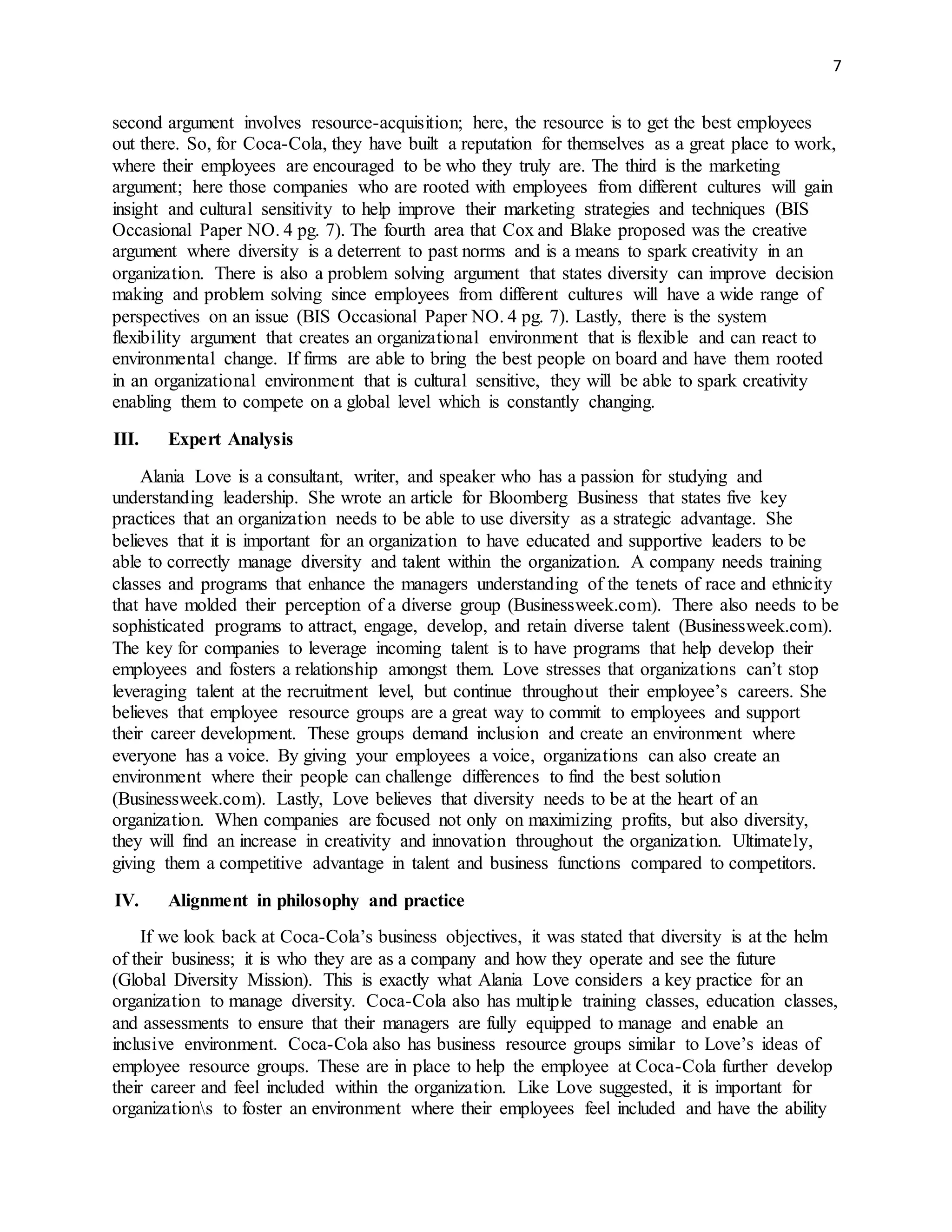 Final Draft Coca-Cola Diversity Research Paper LinkedIn | DOCX