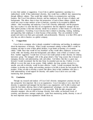 Final Draft Coca-Cola Diversity Research Paper LinkedIn | PDF