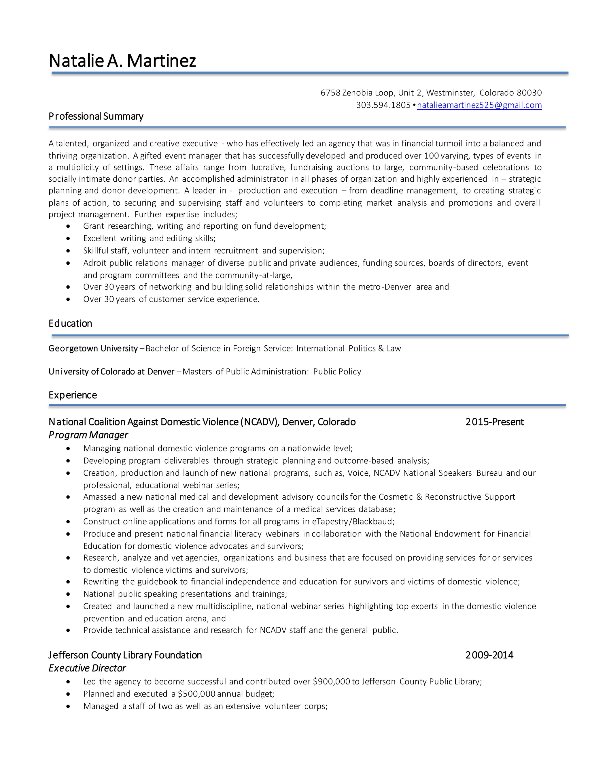 Natalie A. Martinez Resume | DOCX