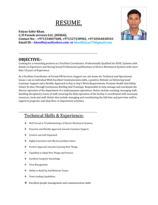 Faiyaz Sabir Khan CV | DOC