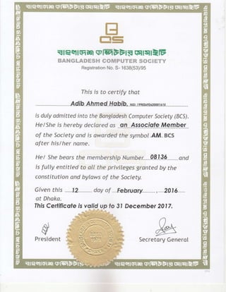 Bangladesh Computer Society Membership_Updated | PDF